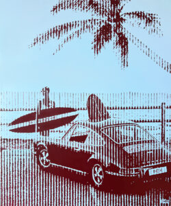 Porsche striped portrait painting - Montana Engels